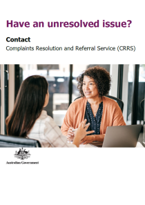 Poster - Complaints Resolution and Referral Service (CRRS) | Job Access